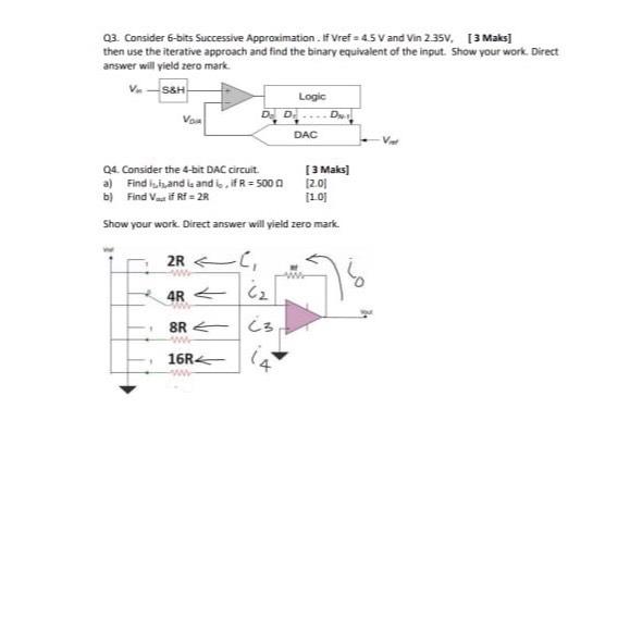 Solved Q3. ﻿Consider 6-bits Successive Approximation. If | Chegg.com