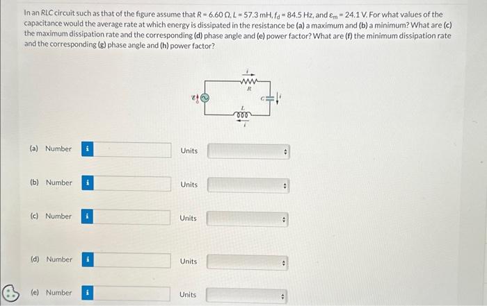 Solved In an RLC circuit such as that of the figure assume | Chegg.com