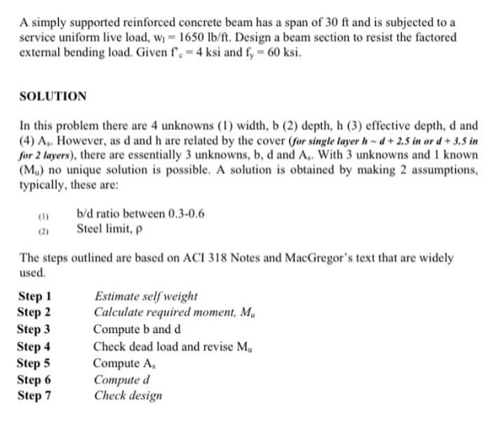 Solved A simply supported reinforced concrete beam has a | Chegg.com
