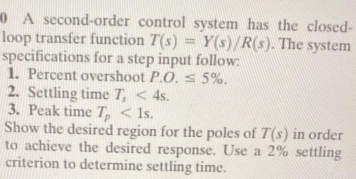 Solved 0 A second-order control system has the closedloop | Chegg.com