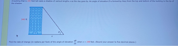 Solved A building that is 245 feet tall casts a shadow of | Chegg.com