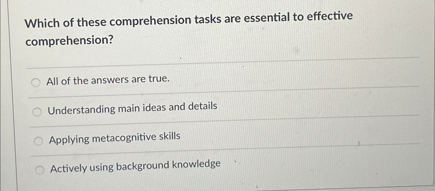 Solved Which of these comprehension tasks are essential to | Chegg.com