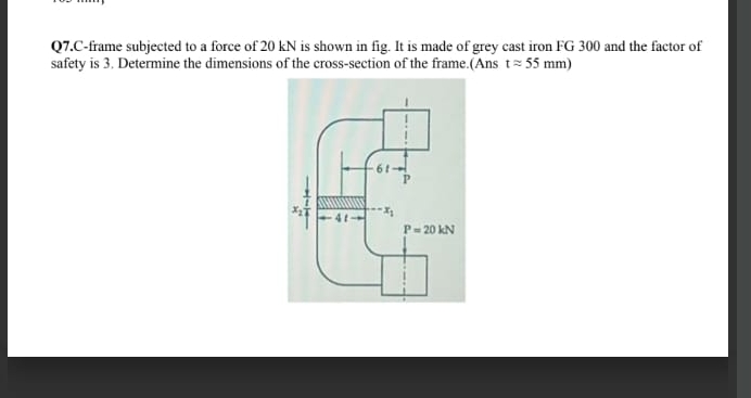 Solved Q7.C-frame subjected to a force of 20 ﻿kN is shown in | Chegg.com