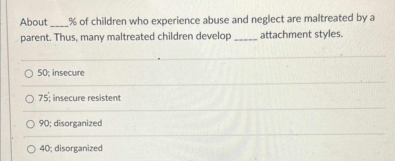 Solved About % ﻿of children who experience abuse and neglect | Chegg.com