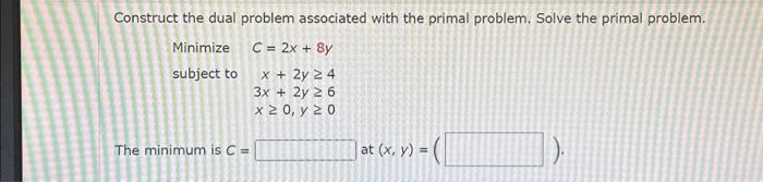 Solved Construct the dual problem associated with the primal | Chegg.com