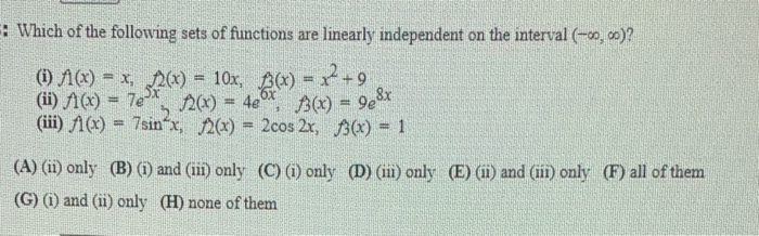 Solved : Which of the following sets of functions are | Chegg.com