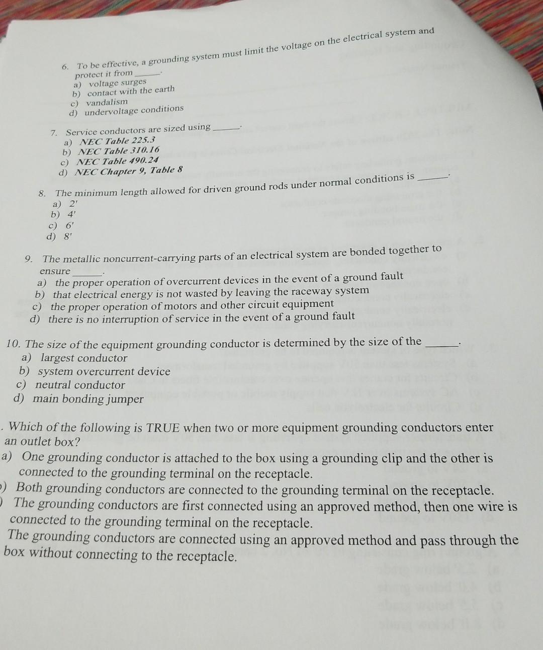 Solved 6. To be effective, a grounding system must limit the | Chegg.com
