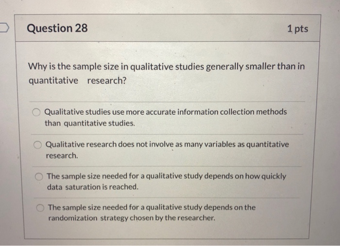 Solved ion 28 1 Pts Why Is The Sample Size In Chegg