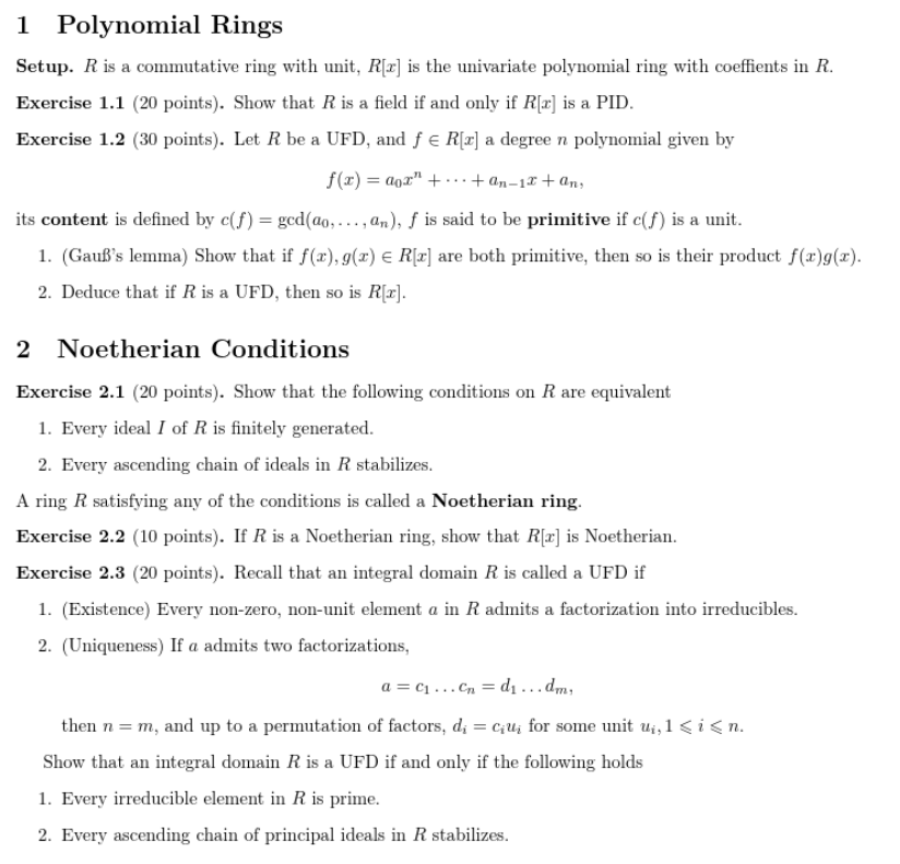Solved 1 Polynomial Rings Setup. R is a commutative ring | Chegg.com