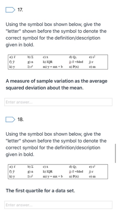 Solved 17. Using the symbol box shown below, give the | Chegg.com