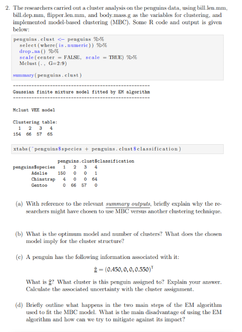 Solved The researchers carried out a cluster analysis on the | Chegg.com