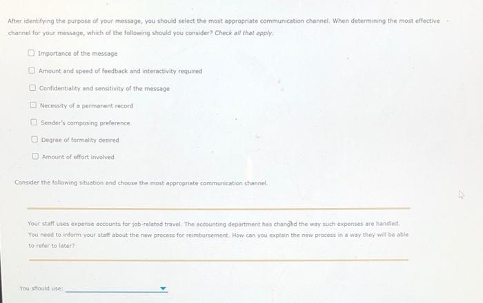 After identifying the purpose of your message, you | Chegg.com