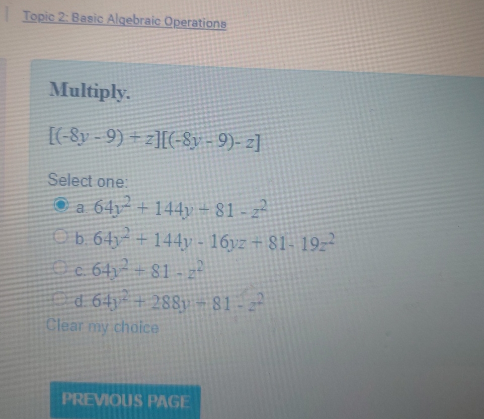 Solved Topic 2: Basic Algebraic | Chegg.com