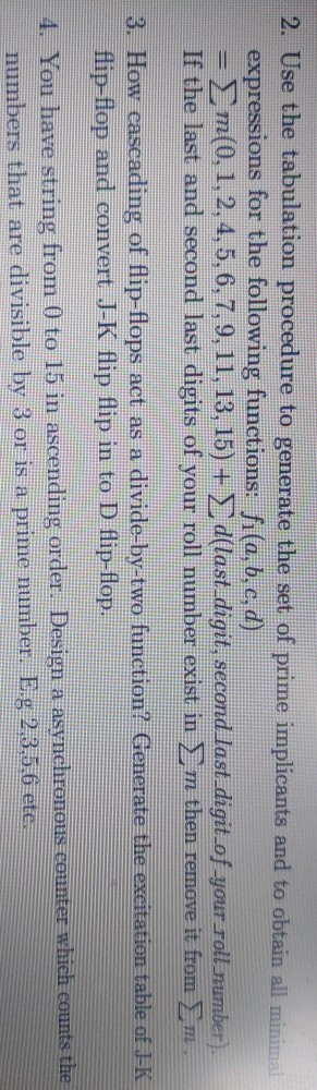 Solved 2. Use the tabulation procedure to generate the set | Chegg.com
