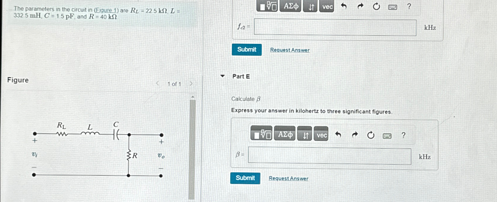 The parameters in the circuit in (Figure 1) ﻿are | Chegg.com