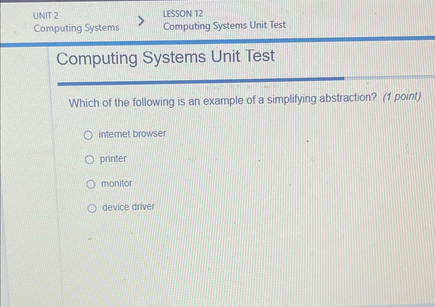 Solved UNIT 2LESSON 12Computing SystemsComputing Systems | Chegg.com