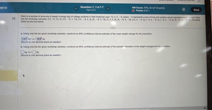 Solved 2. Using only the ten given bootstrip samples, | Chegg.com