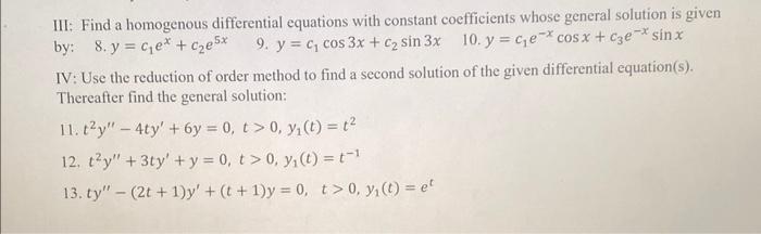 Solved (#10&13 please & thank you) Find a homogeneous | Chegg.com