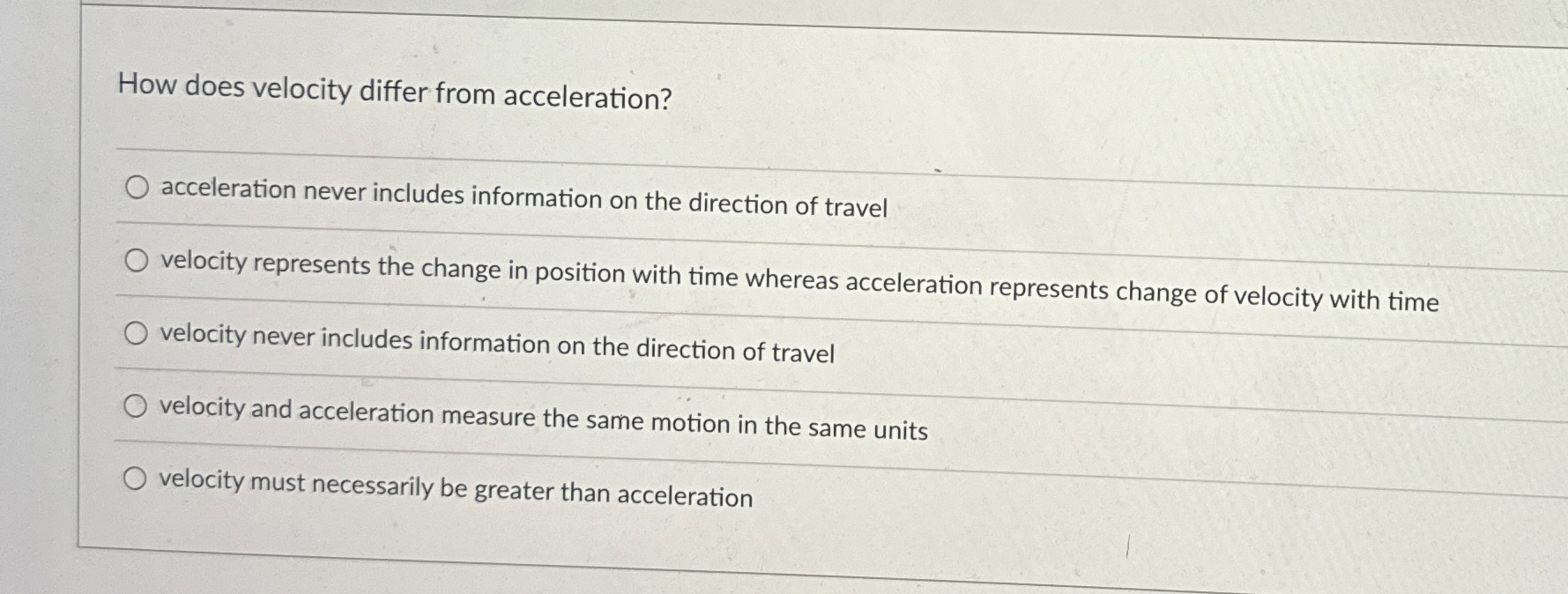 Solved How does velocity differ from | Chegg.com