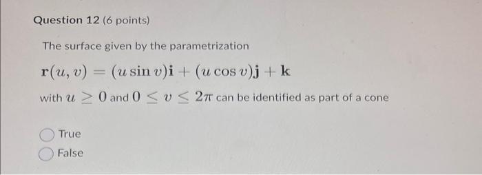 Solved The surface given by the parametrization | Chegg.com