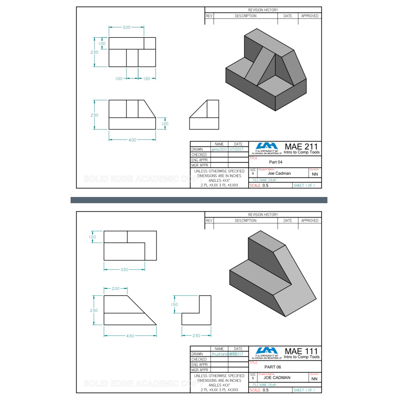 Solved I need help creating both parts in solid edge | Chegg.com