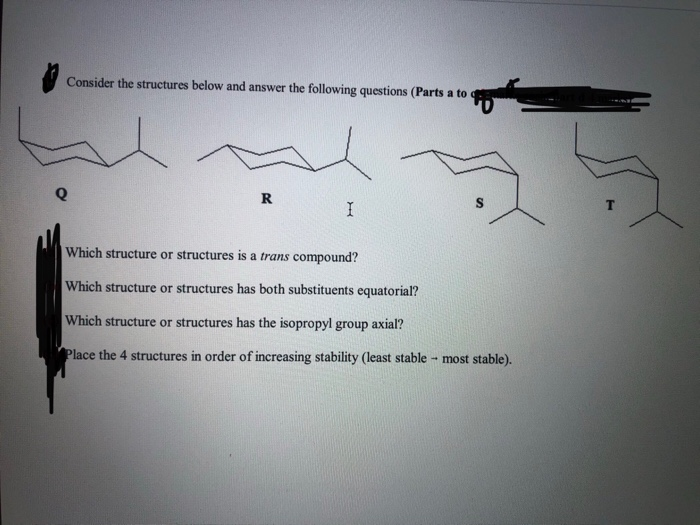 Solved Consider the structures below and answer the | Chegg.com