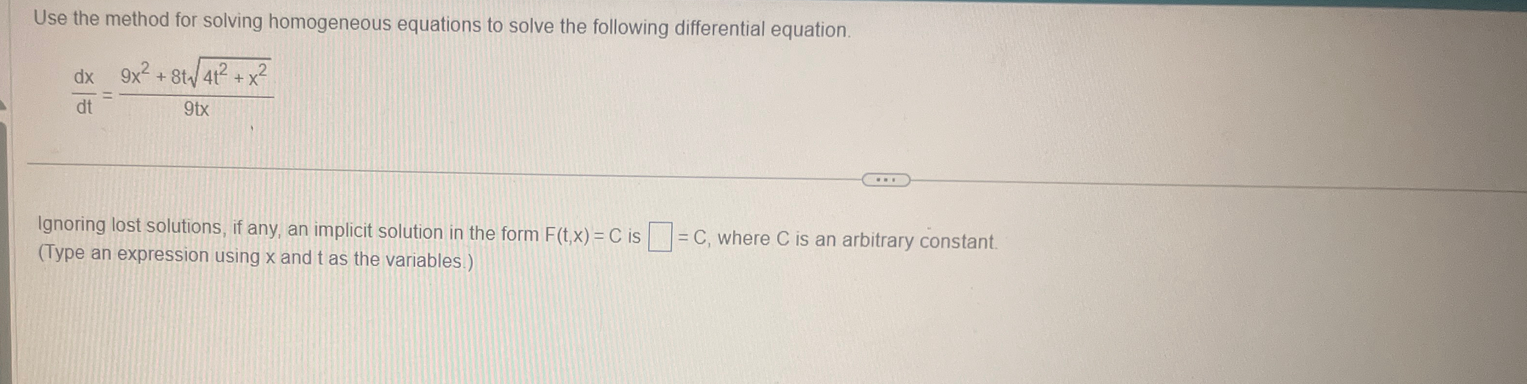 Solved Use the method for solving homogeneous equations to | Chegg.com