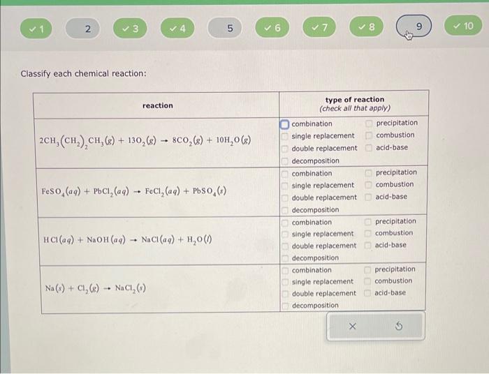 Solved Classify Each Chemical Reaction 5137