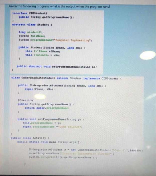 Solved Given the following UML Class diagram, which one of | Chegg.com