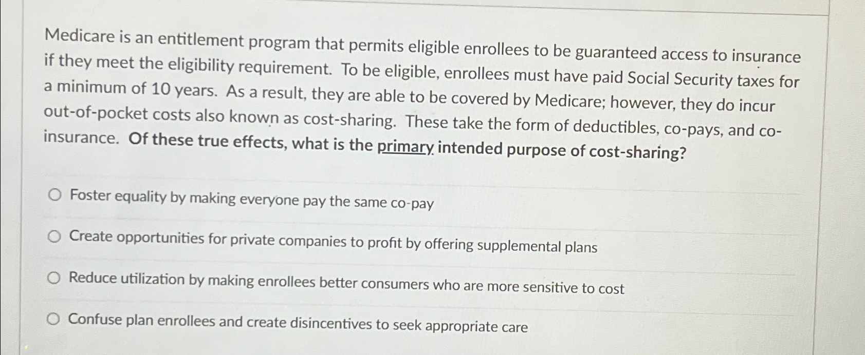 Solved Medicare is an entitlement program that permits | Chegg.com