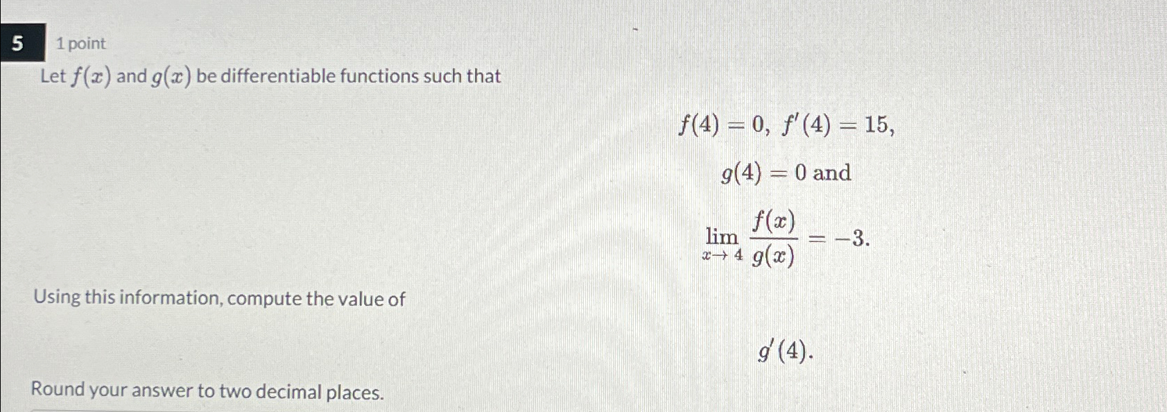 Solved Let f(x) ﻿and g(x) ﻿be differentiable functions such | Chegg.com