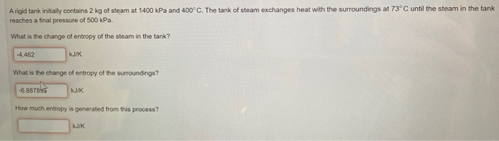 Solved A rigid tank initially contains 2 kg of steam at 1400 | Chegg.com