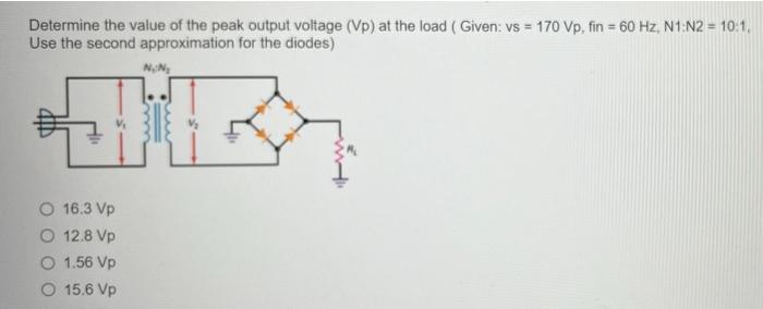Solved Determine the value of the peak output voltage (Vp) | Chegg.com