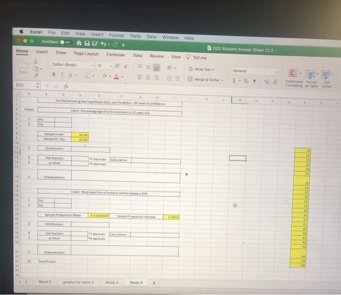Solved Excel File Edit View Insert Format or Besu Tools Data | Chegg.com