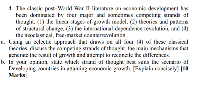 4. The classic post-World War II literature on | Chegg.com