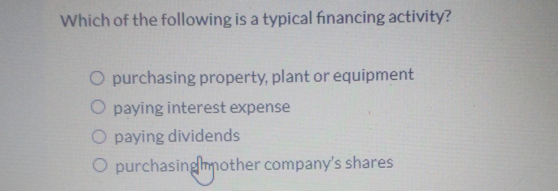 Solved Which of the following is an example of an operating | Chegg.com