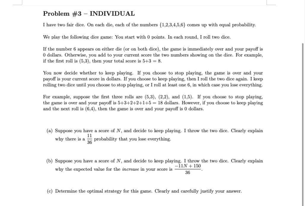 Solved I have two fair dice. On each die, each of the | Chegg.com