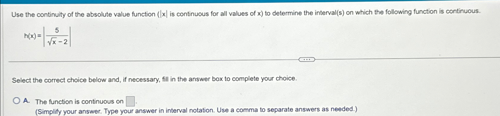 Solved Use the continuity of the absolute value function | Chegg.com