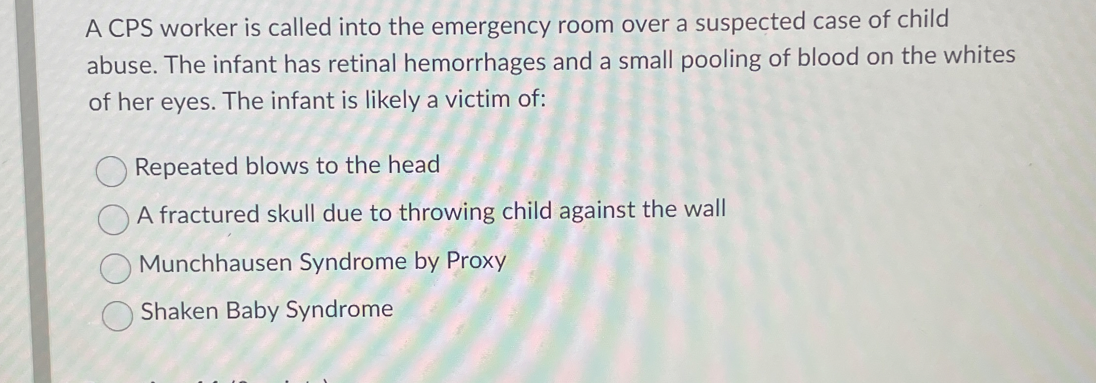 Solved A CPS worker is called into the emergency room over a | Chegg.com