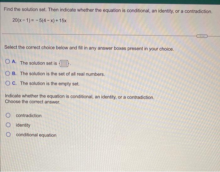 Solved Find the solution set. Then indicate whether the | Chegg.com