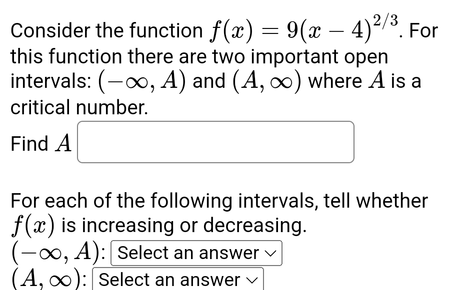 Solved Consider the function f(x)=9(x-4)23. ﻿For this | Chegg.com