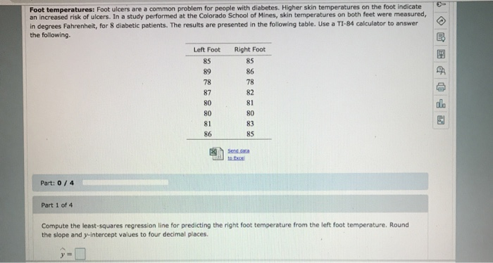 Solved Foot temperatures: Foot ulcers are a common problem | Chegg.com
