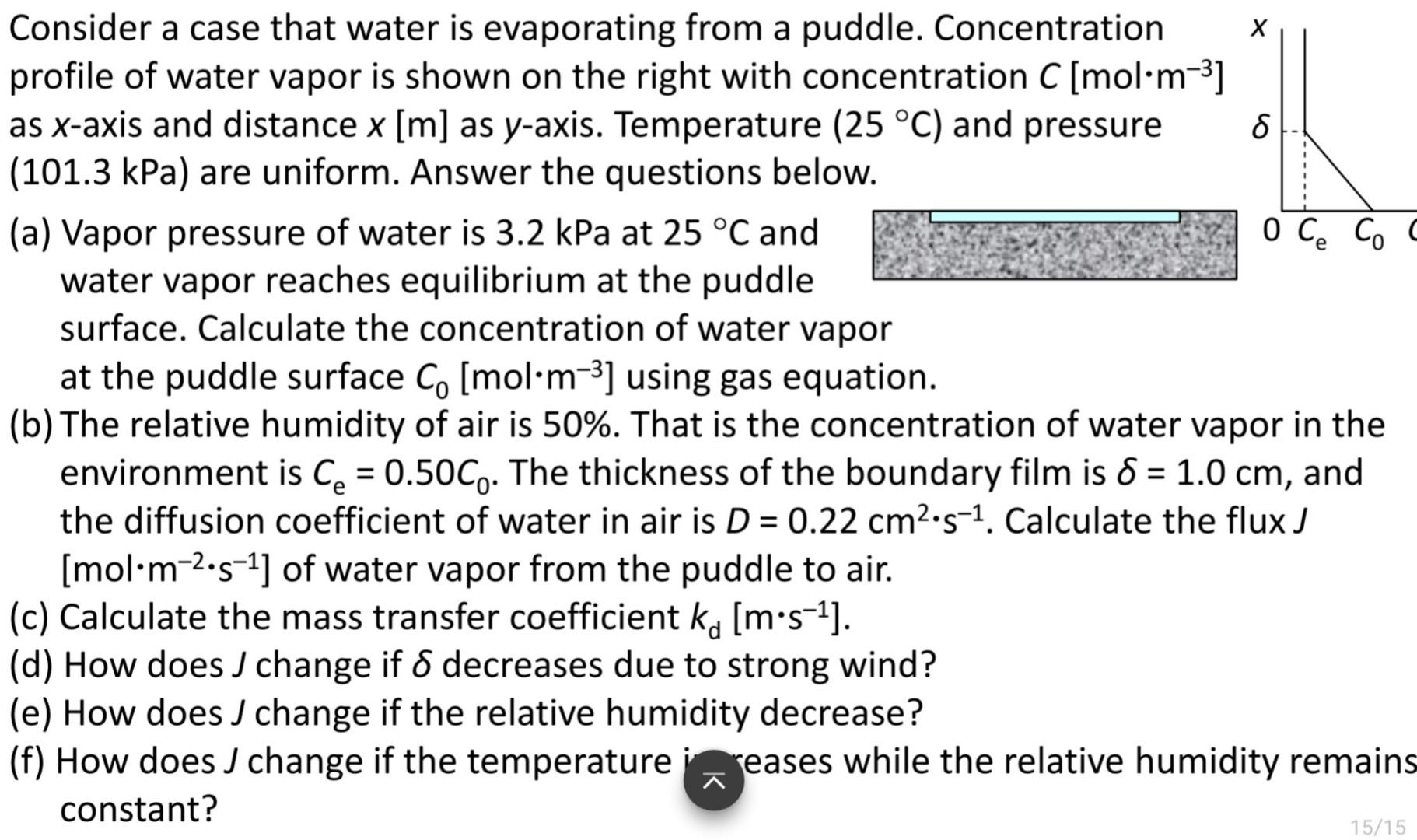 Solved Consider a case that water is evaporating from a | Chegg.com