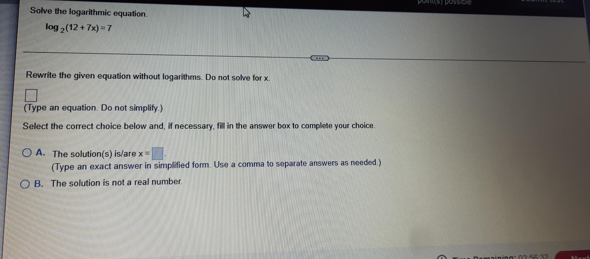 Solved OMS) possible Solve the logarithmic equation. log | Chegg.com