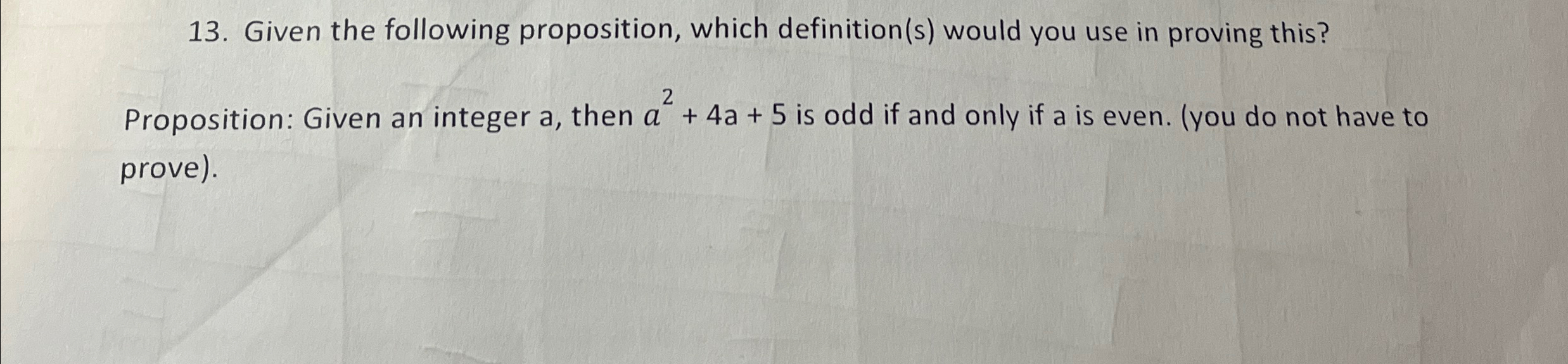 Solved Given the following proposition, which definition(s) | Chegg.com