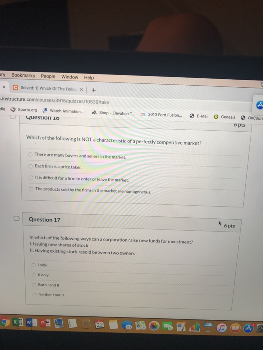 Solved ory Bookmarks People Window Help X C Solved: 1) Which | Chegg.com