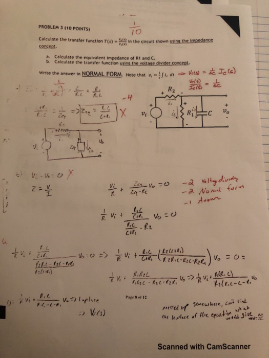 Solved PROBLEM ) (10 POINTS) Calculate the transfer function | Chegg.com