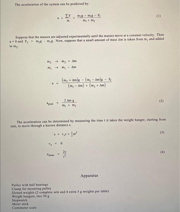 Solved No graph. Experiment M-7 Data Sheet g=980 cm/s2 Δm= | Chegg.com