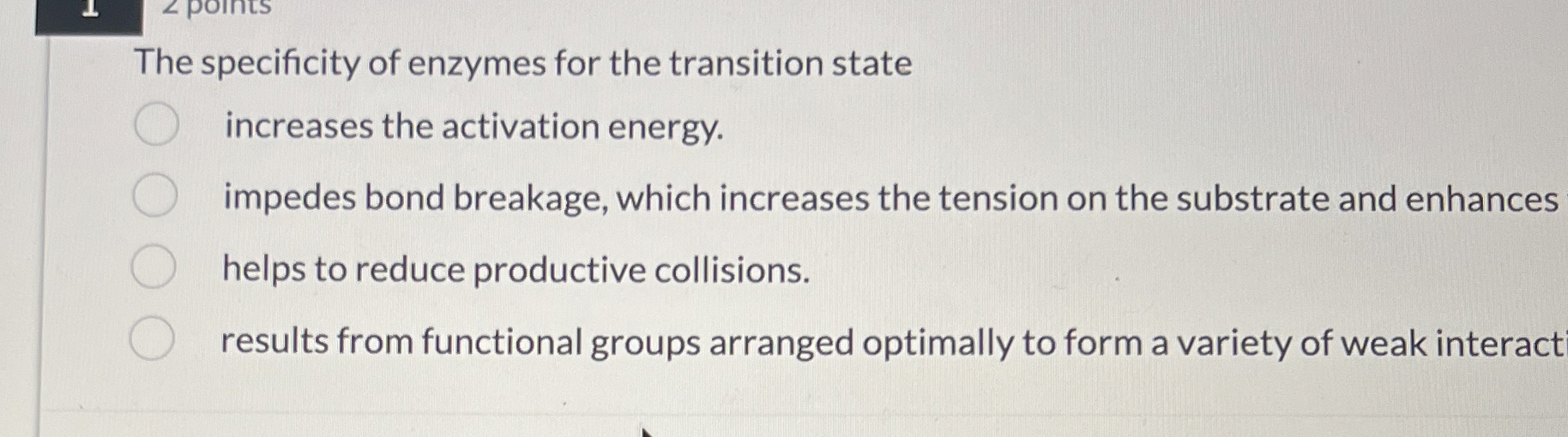 Solved The specificity of enzymes for the transition | Chegg.com