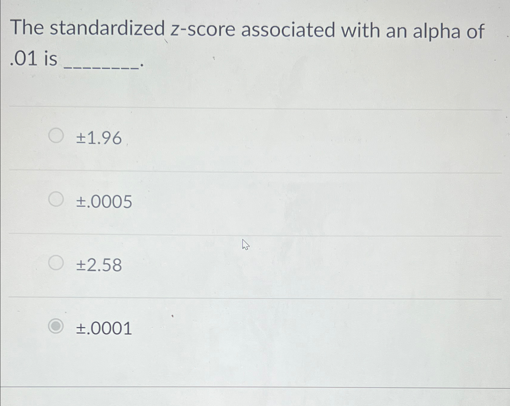Solved The standardized z-score associated with an alpha of | Chegg.com